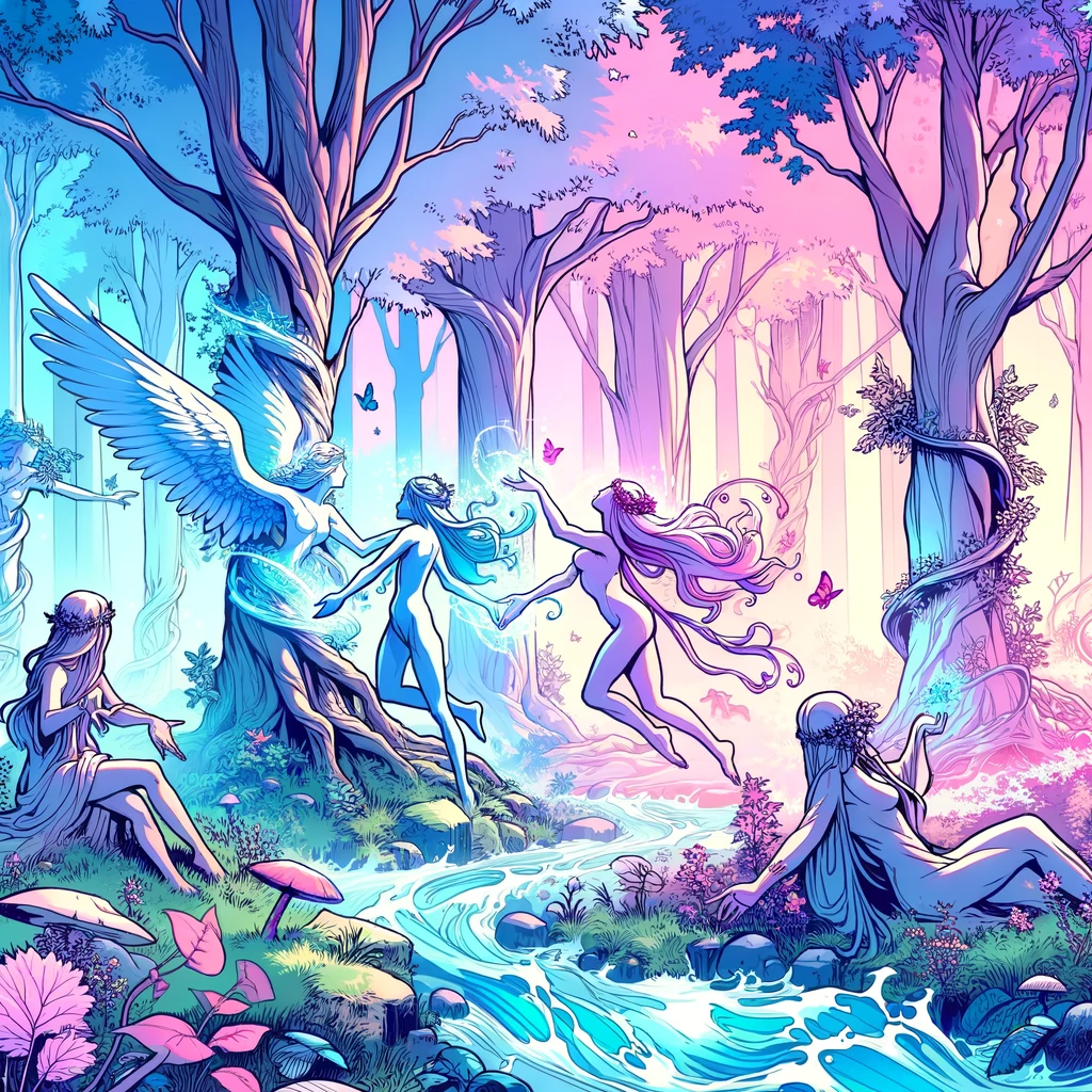 Explica por qué las dríades están relacionadas con los árboles.