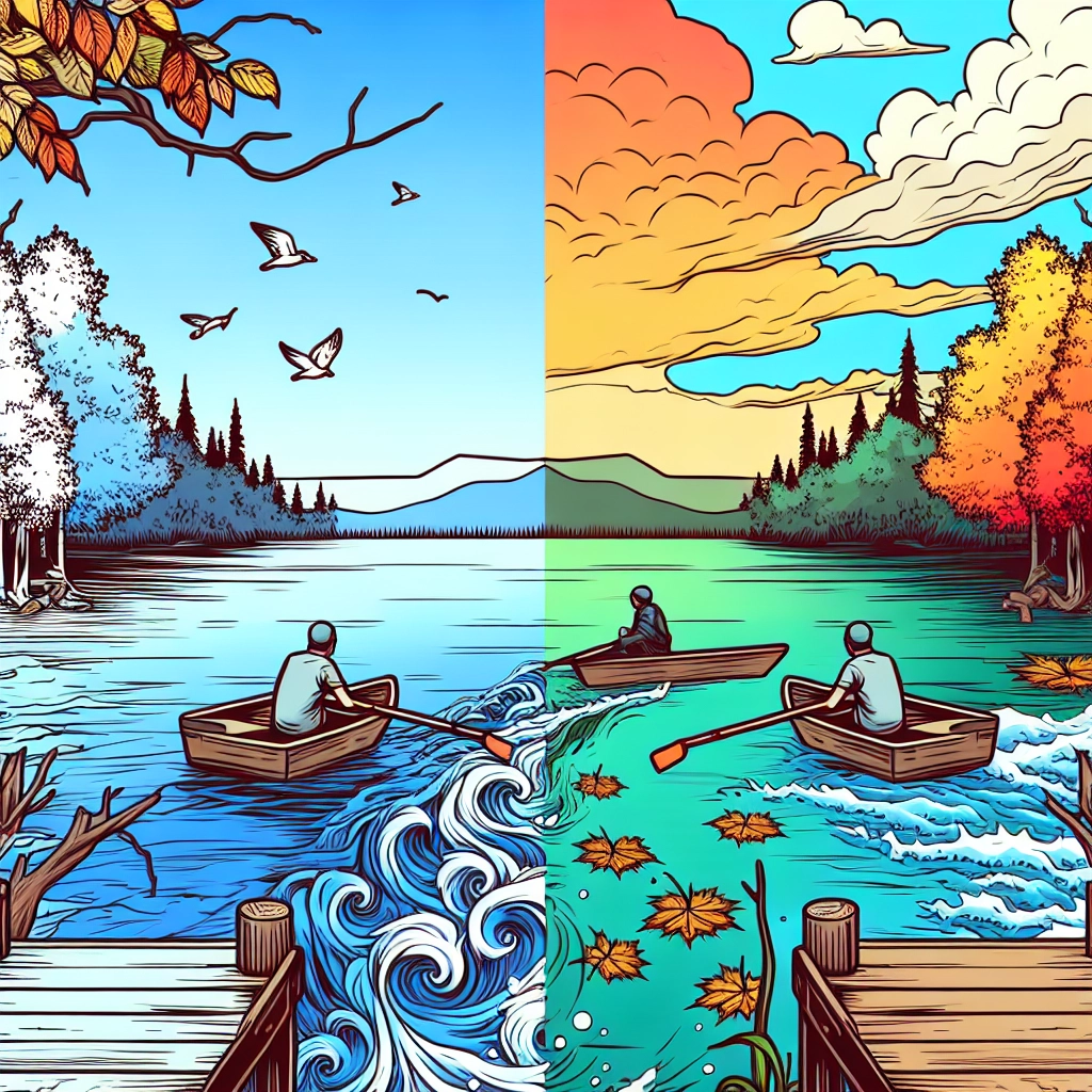 Explica por qué los lagos pueden cambiar de color según la estación.